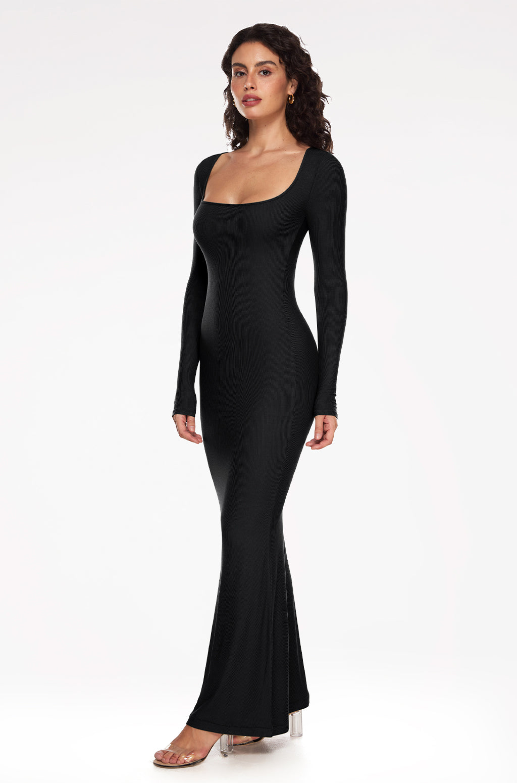 Ribbed Long Sleeve Maxi Dress – Essenther.au